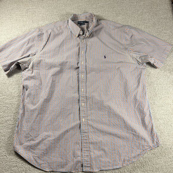 Polo Ralph Lauren | Shirts | Polo Ralph Lauren Plaid Button Down Shirt Orange Blue White Mens ...